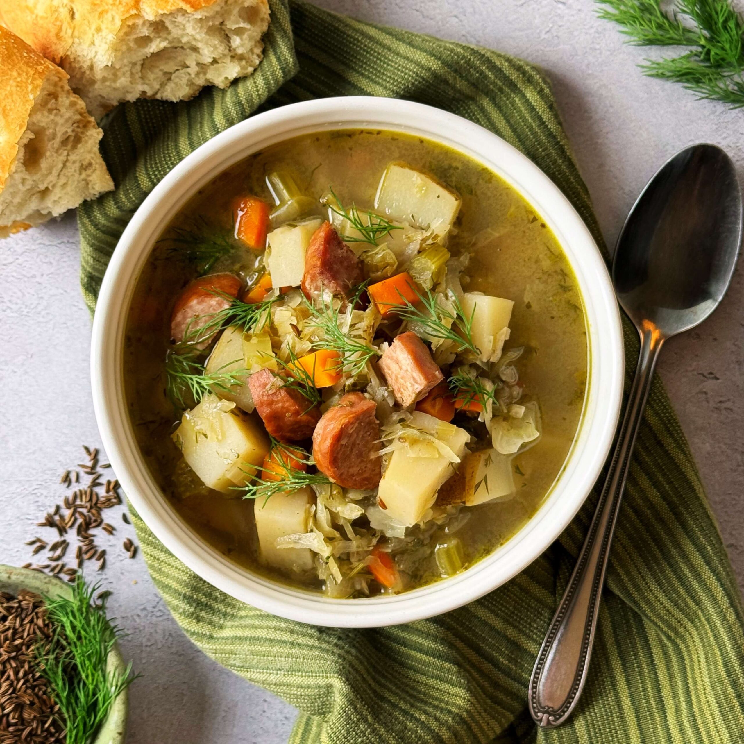 Kapusniak – Polish Sauerkraut Soup with Kielbasa Sausage - Frank's Kraut