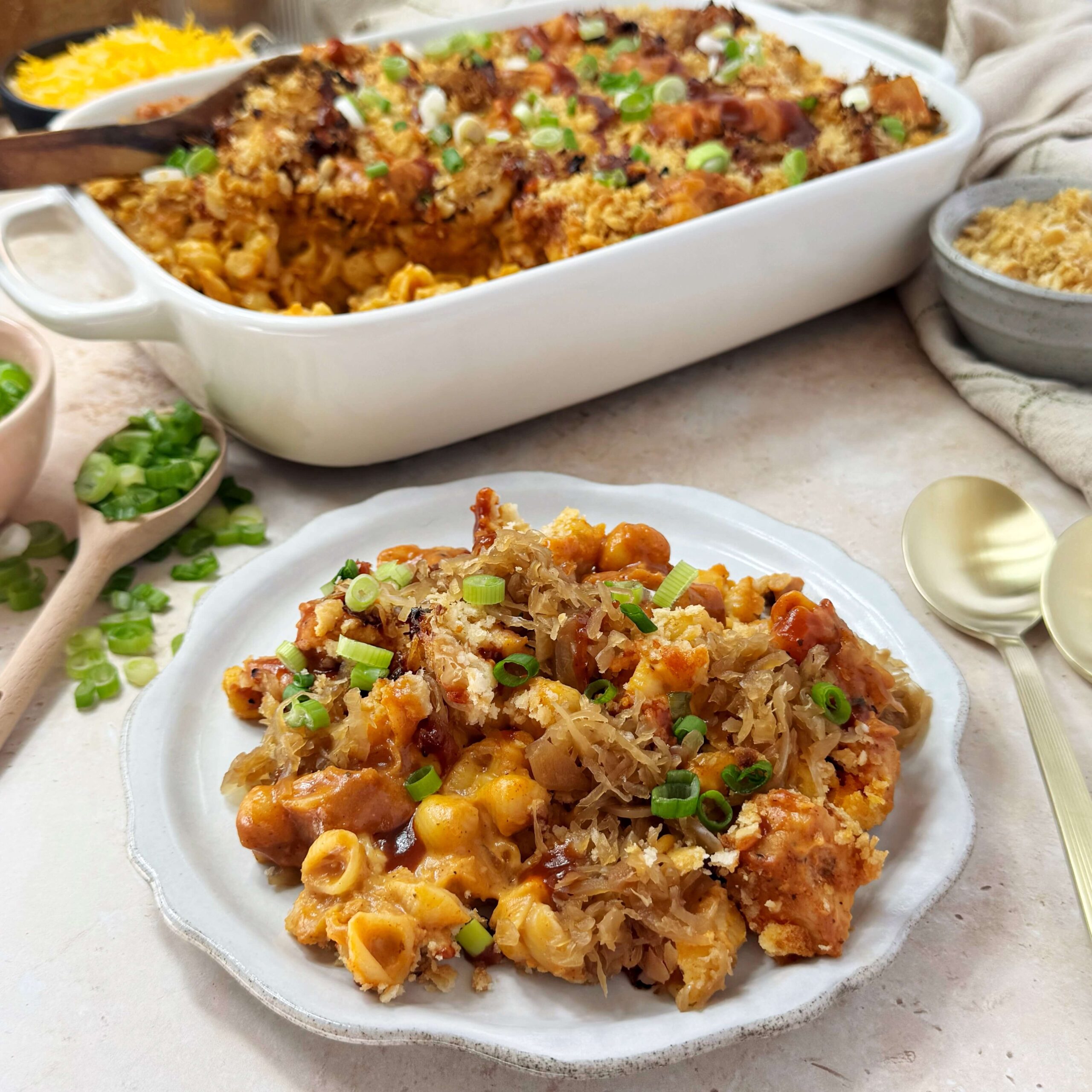 BBQ Mac and Cheese with Chicken and Kraut - Frank's Kraut